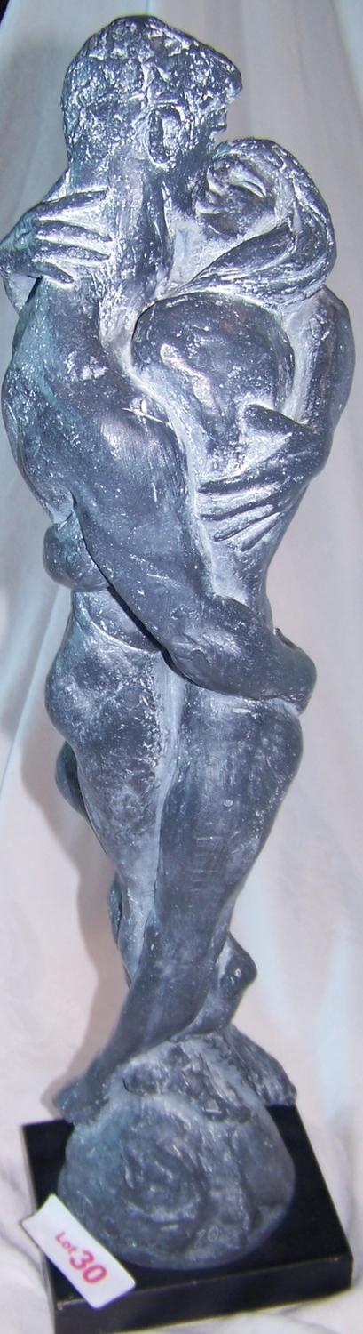 Vintage Austin Kissing Sculpture signed J Cox 22"T