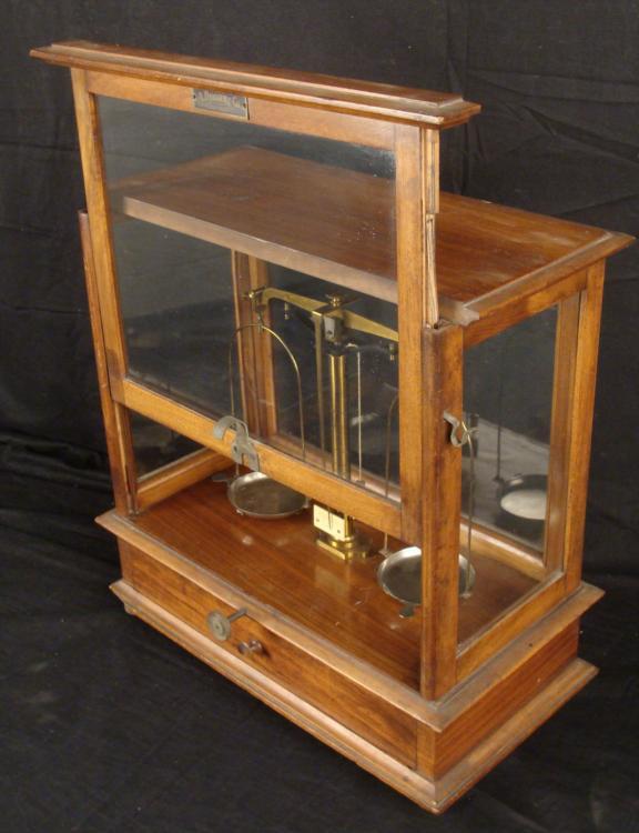 A. Daigger Antique Scale in Display Case Cabinet