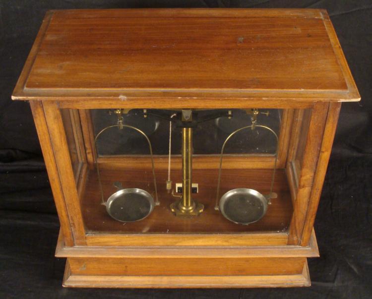 A. Daigger Antique Scale in Display Case Cabinet