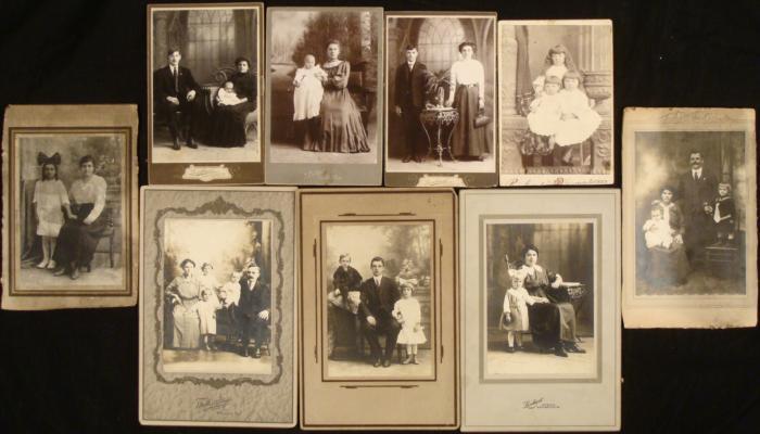9 Antique Cabinet Card Photographs 1890s Women Children