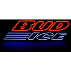Bud Ice Neon Cool Budweiser Beer Red Blue Bar Sign Box