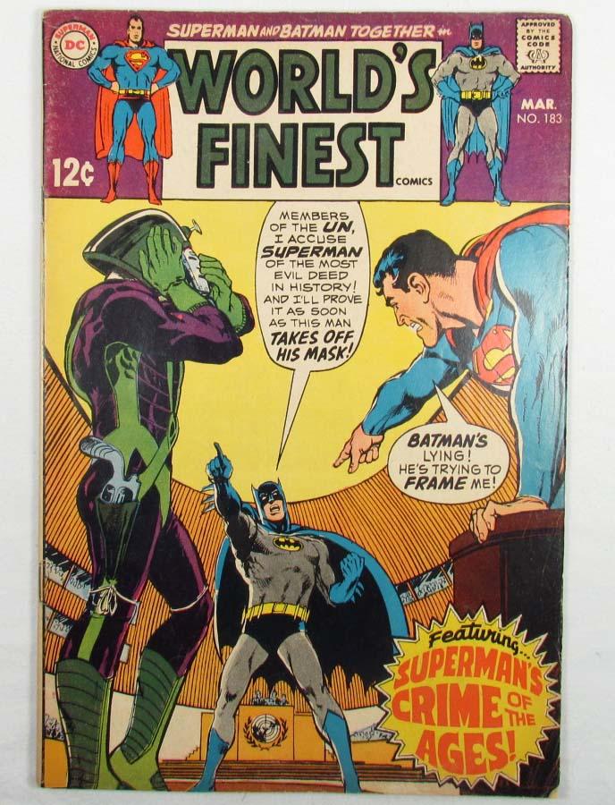 1969 "WORLD'S FINEST" COMIC BOOK NO. 183 W/ BATMAN & SUPERMAN - 12 CENT ...