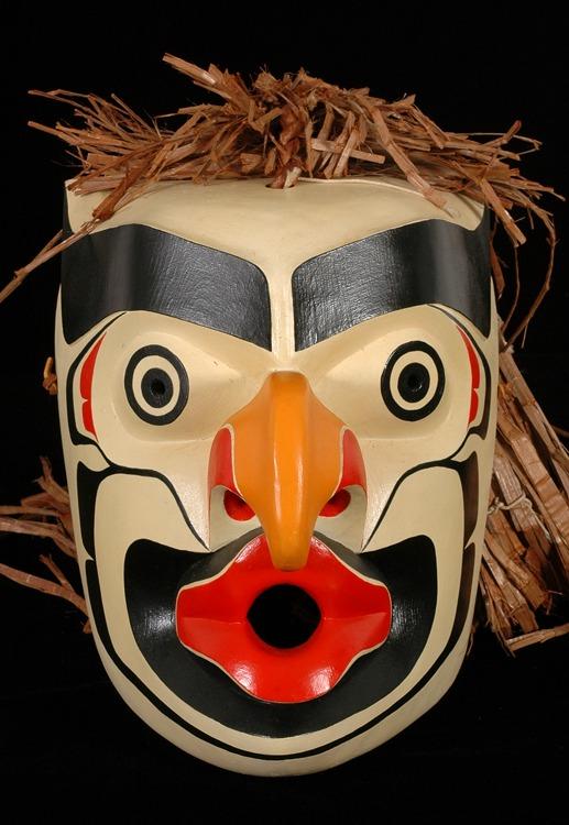 Kwagiulth Grouse Mask by Vern Etzerza 13" H. 9" W. Fine Condition