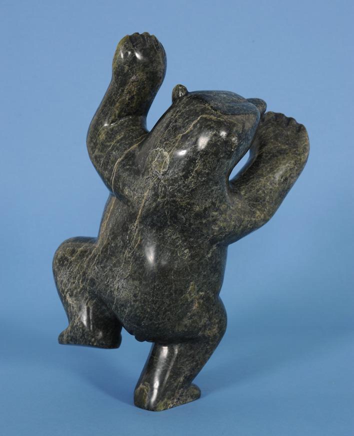 Inuit Sculpture of a Dancing Bear Signed in Syllabic 11 1/4" L. 6 1/2 ...