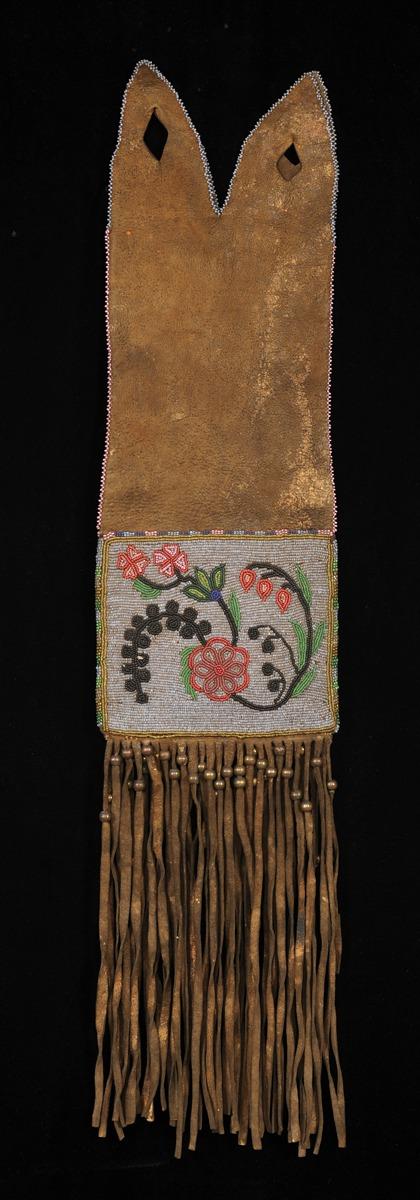 Early Cree Beaded Pipe Bag ca. 1870, Floral Design, Sinew and Cotton ...