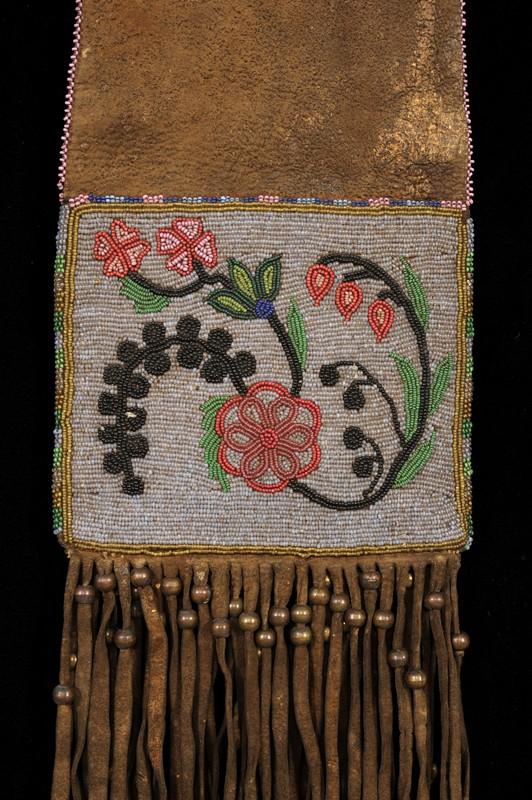 Early Cree Beaded Pipe Bag ca. 1870, Floral Design, Sinew and Cotton ...