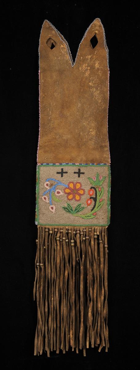 Early Cree Beaded Pipe Bag ca. 1870, Floral Design, Sinew and Cotton ...