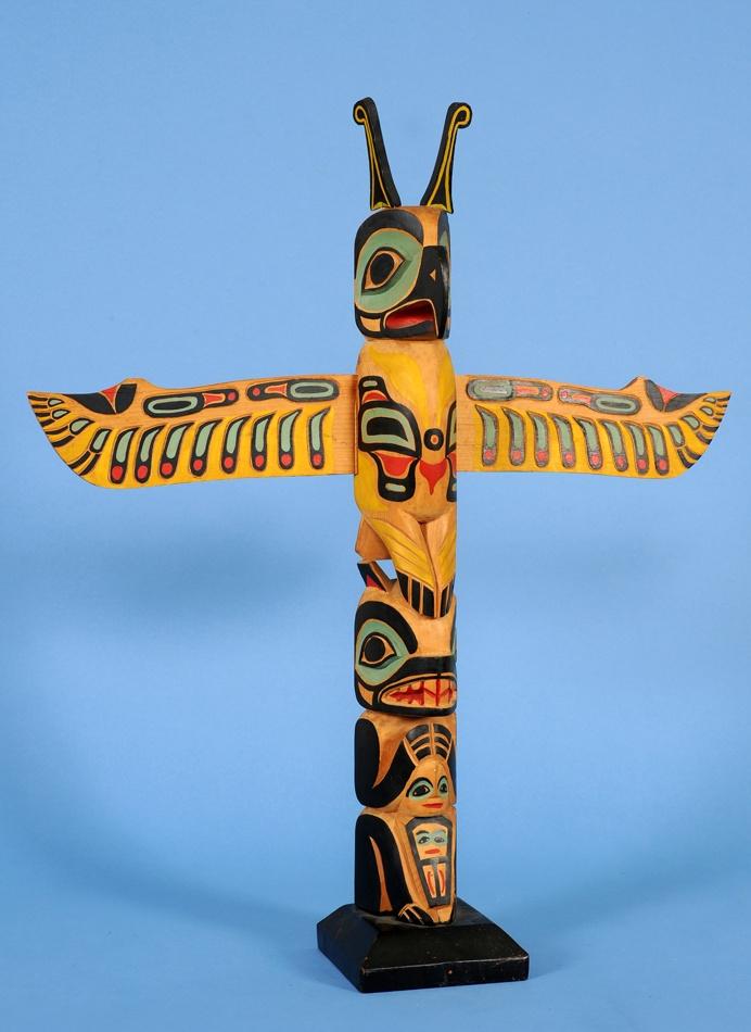 Fine Tlingit Totem ca. 1940's Carved with Thunderbird and Bear by ...
