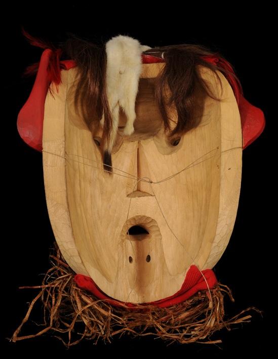 Northwest Coast Bukwus Mask - Carved Yellow Cedar with Copper Eyes 12 ...