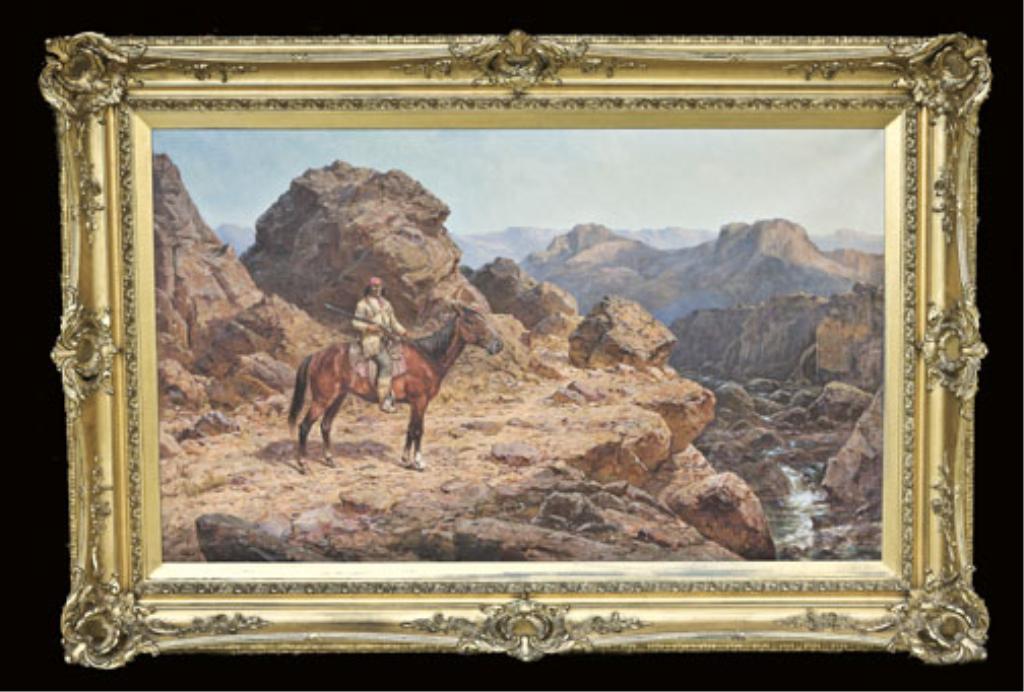 Historically important original oil painting depicting Geronimo on ...