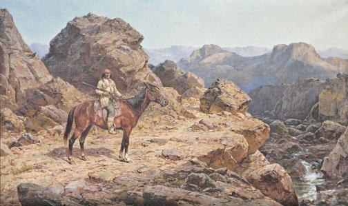 Historically important original oil painting depicting Geronimo on ...