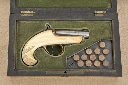 Rare original ivory stocked Williamson derringer, gold and silver ...