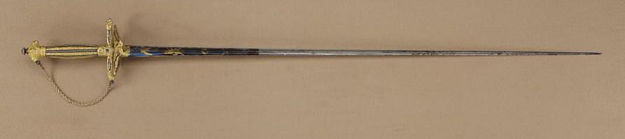 19th century French style Epe or court sword with heavy cast-metal hilt ...