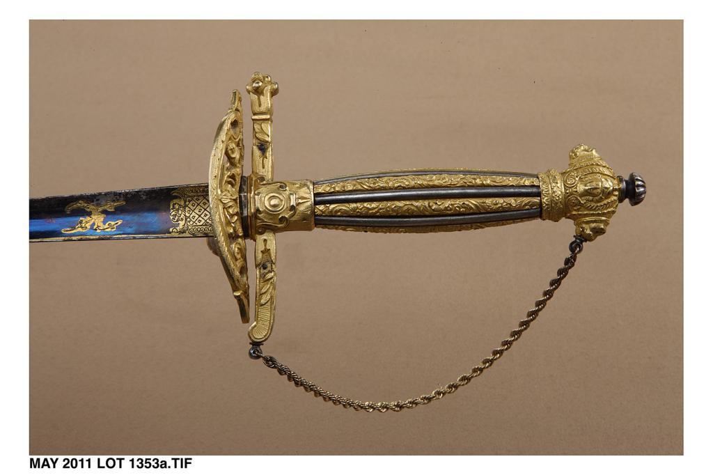 19th century French style Epe or court sword with heavy cast-metal hilt ...
