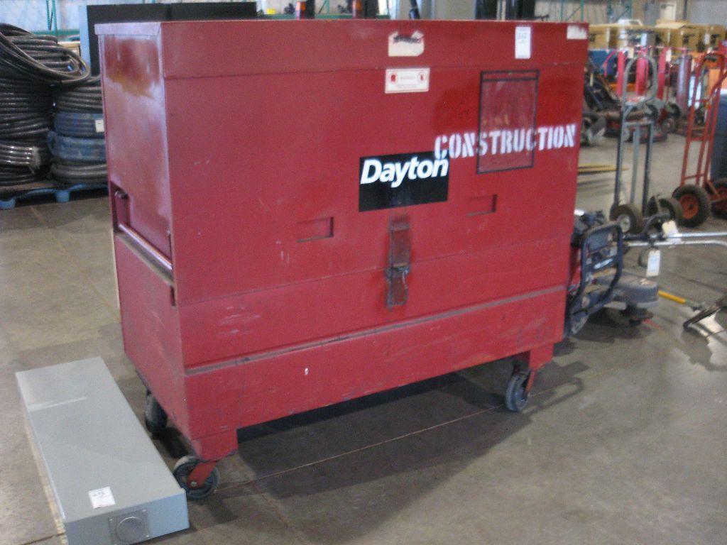 RED DAYTON JOB BOX ON CASTERS;