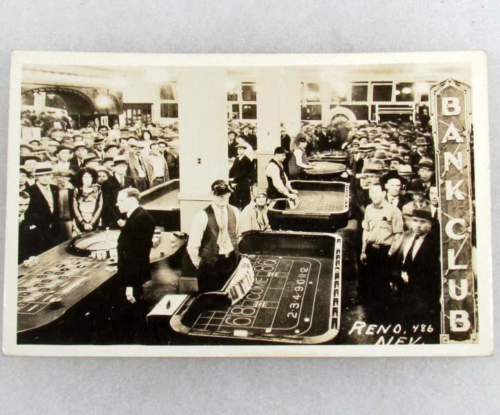 C. 1920'S RPPC REAL PHOTO POSTCARD OF THE INSIDE OF A CASINO IN RENO ...
