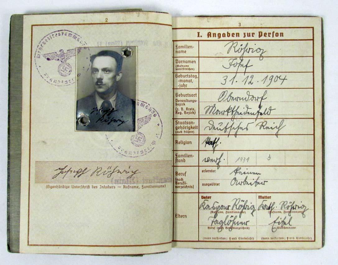 WW2 GERMAN NAZI ARMY IDENTIFICATION WEHRPASS