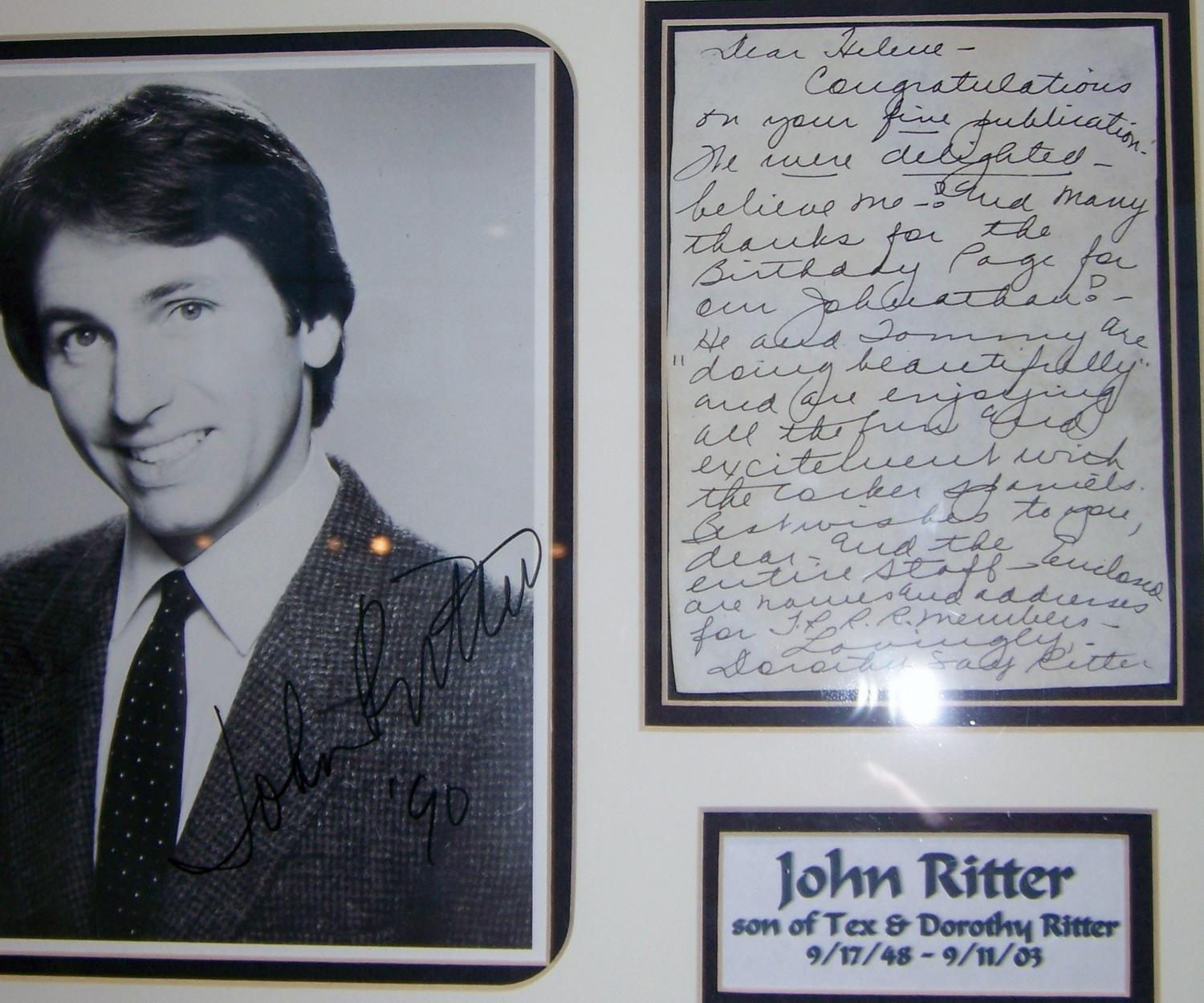 JOHN & TEX RITTER SIGNED PHOTO'S W/ Hand Written Letter from Dorthory ...