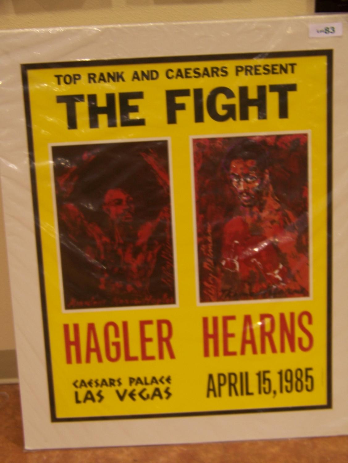 Le Roy Neiman Vintage poster THE FIGHT HAGLER HEARNS April 15,1985 ...