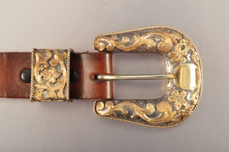 Engraved Bohlin Gold & Silver Belt Buckle Set