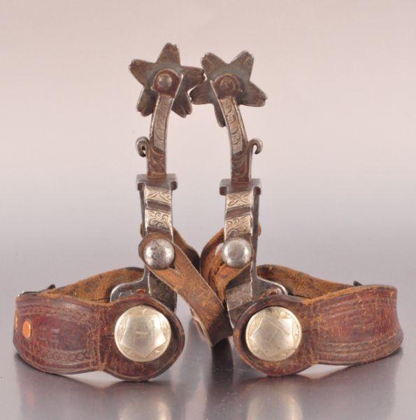 California Style Silver Inlaid Spurs