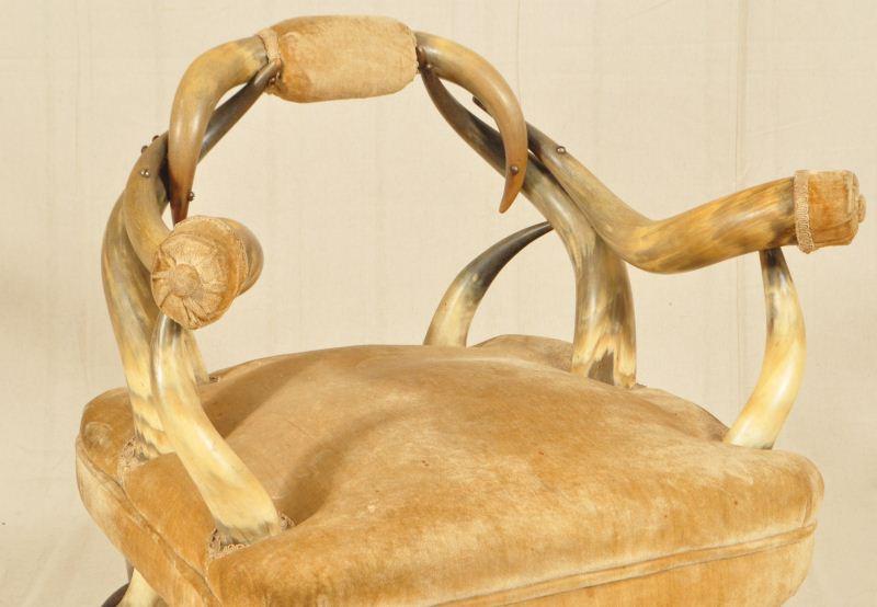 Antique Upholstered Horn Chair