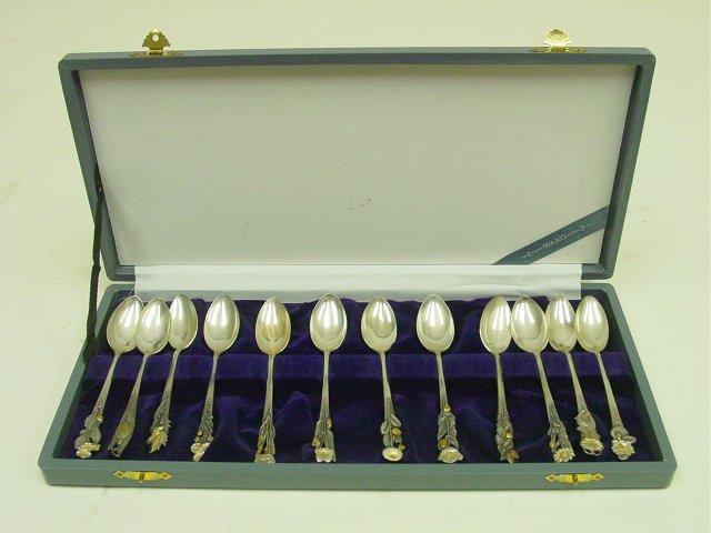 Set of 12 Japanese silver spoons