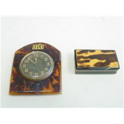 Tortoise shell box & tortoise shell clock