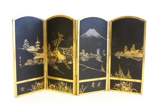 Japanese table screen artist signed