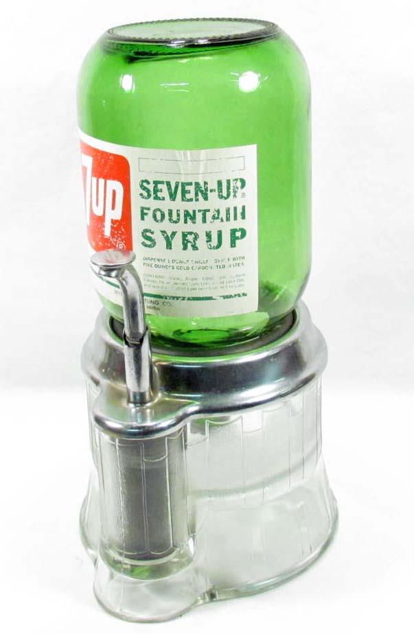VERY RARE VINTAGE 7-UP SODA SHOP SYRUP DISPENSER W/ ART DECO GLASS BASE