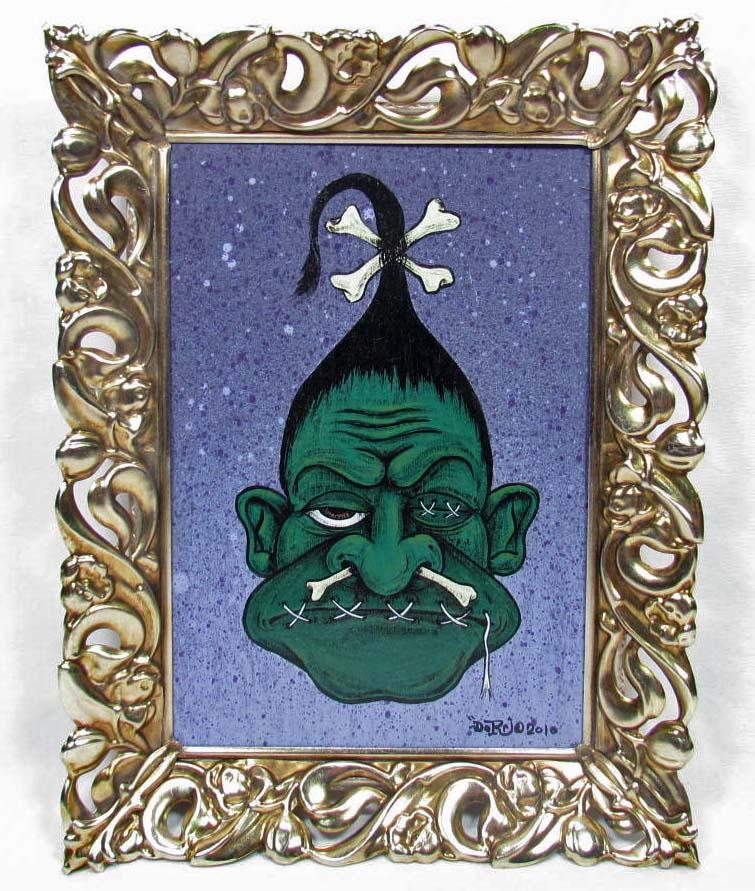 ORIGINAL SHRUNKEN HEAD PAINTING BY WELL KNOWN KUSTOM KULTURE ARTIST ...