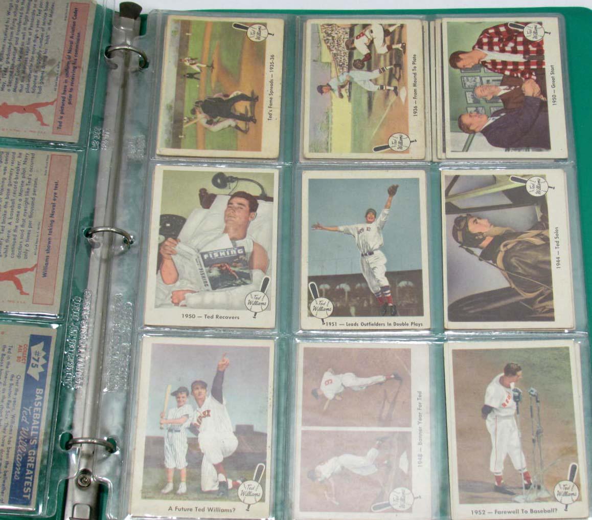 SET OF APPROX. 35 TED WILLIAMS FLEER BASEBALL CARDS - IN FOLDER