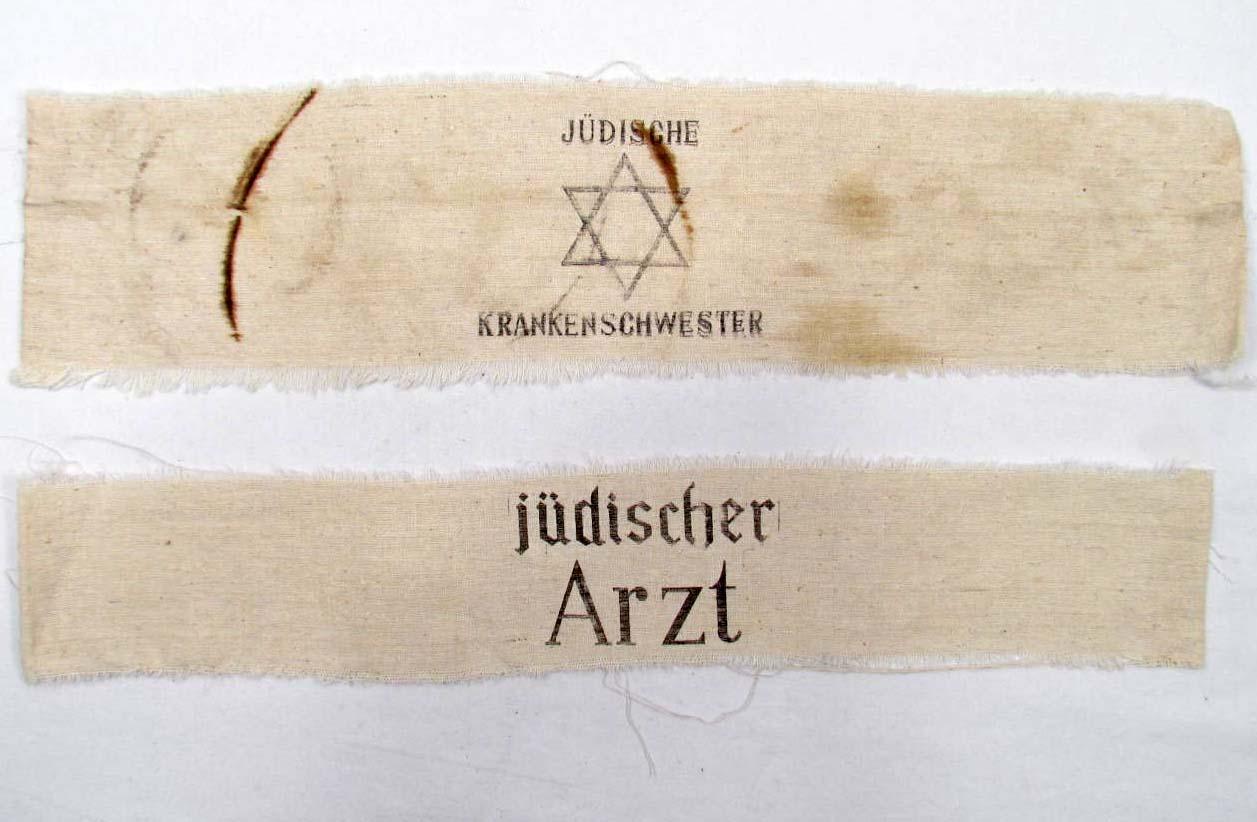 LOT OF 2 WW2 GERMAN HOLOCAUST / GHETTO ARMBANDS - JEWISH DOCTOR AND ...