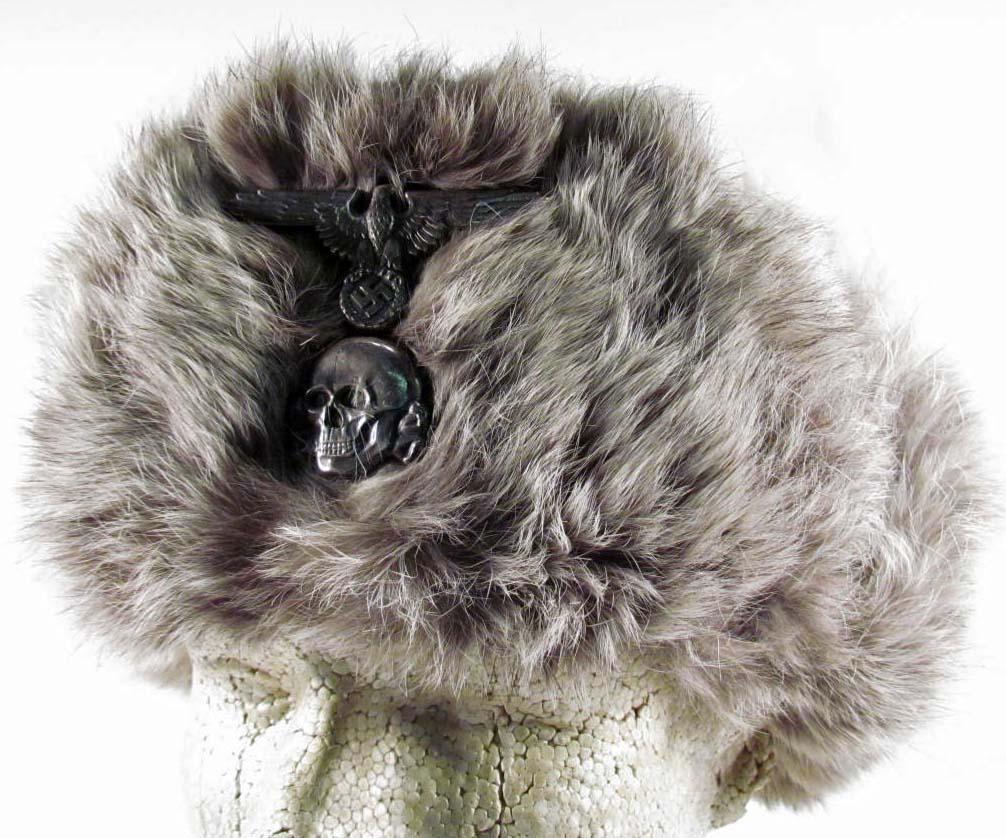 RARE WW2 GERMAN NAZI WAFFEN SS RUSSIAN FRONT WINTER FUR HAT