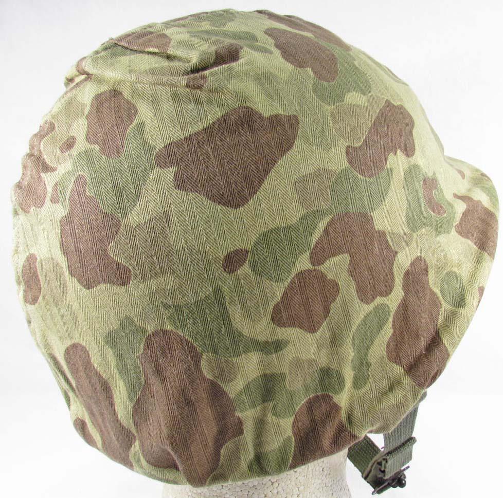 WW2 USMC MARINE CORPS COMBAT HELMET W/ CAMOUFLAGE COVER