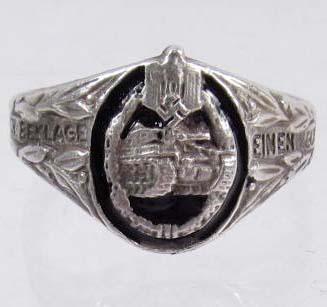 WW2 GERMAN NAZI TANKER'S RING - MARKED 800
