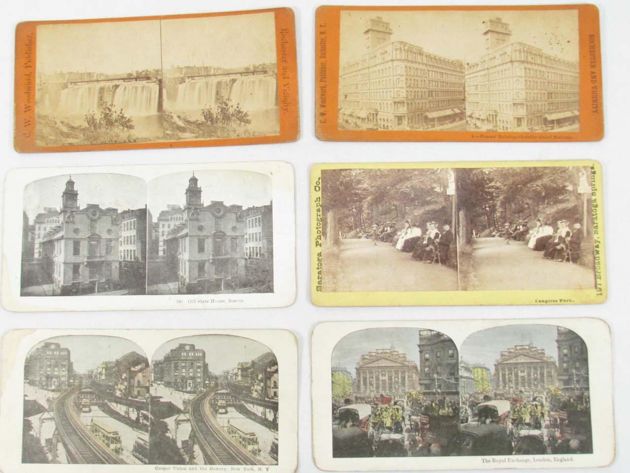 STEREOPTICON VIEWER W/ APPROX. 30 STEREOVIEW CARD PHOTOS AND STORAGE BOX