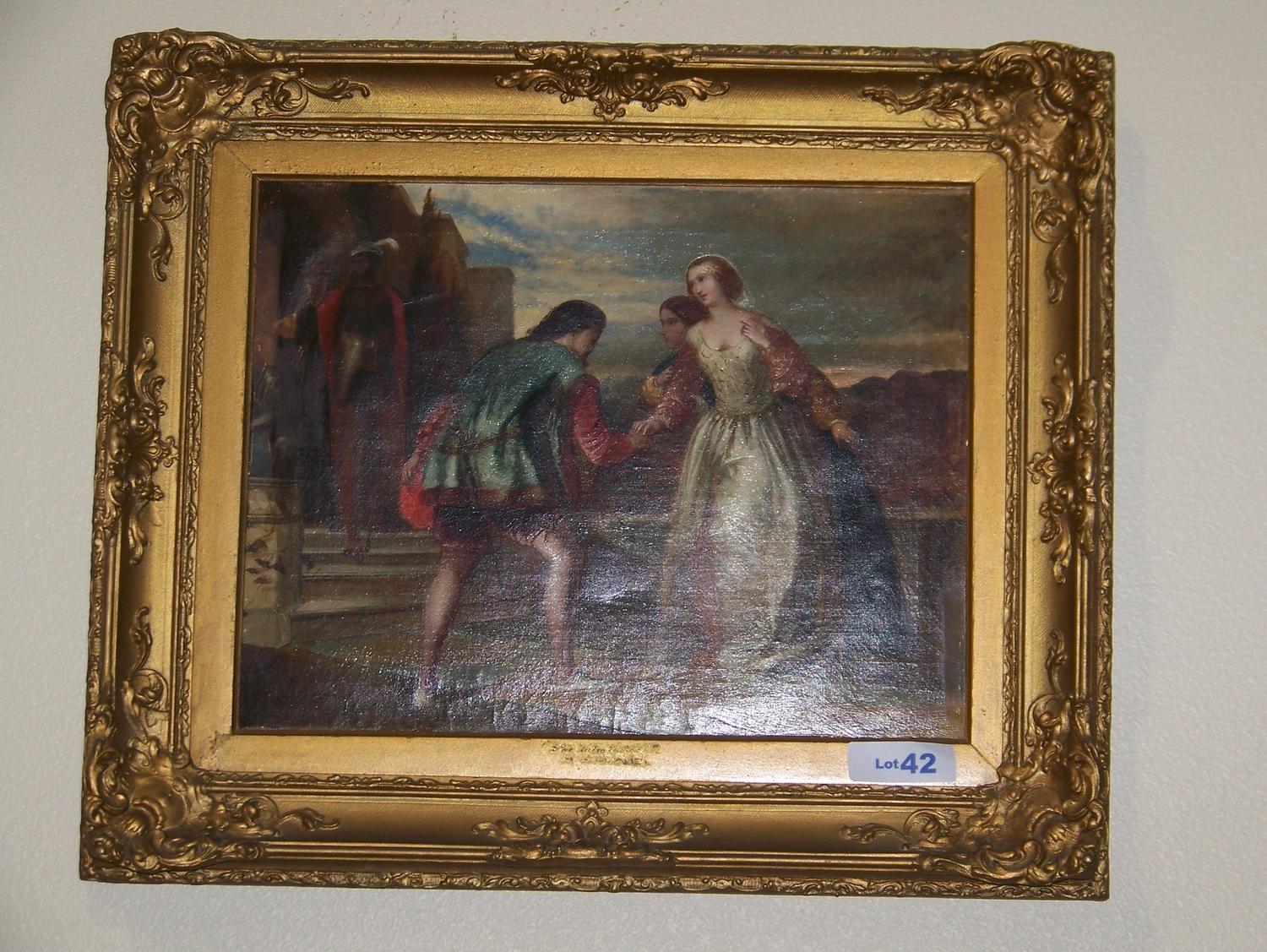 H. Williams " The Introduction" Antique oil on canvas painting, antique ...