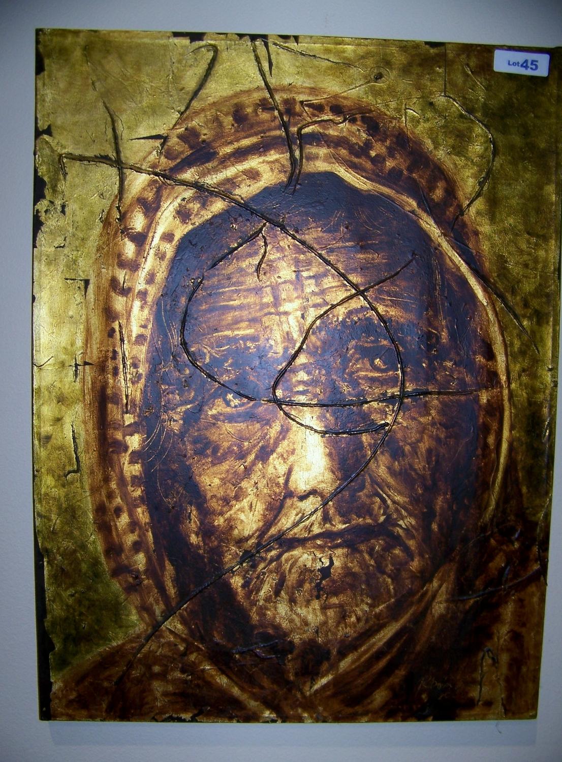 Robin Garcia (Mexican 20th C.) 2003 oil on canvas Portrait of an Old ...