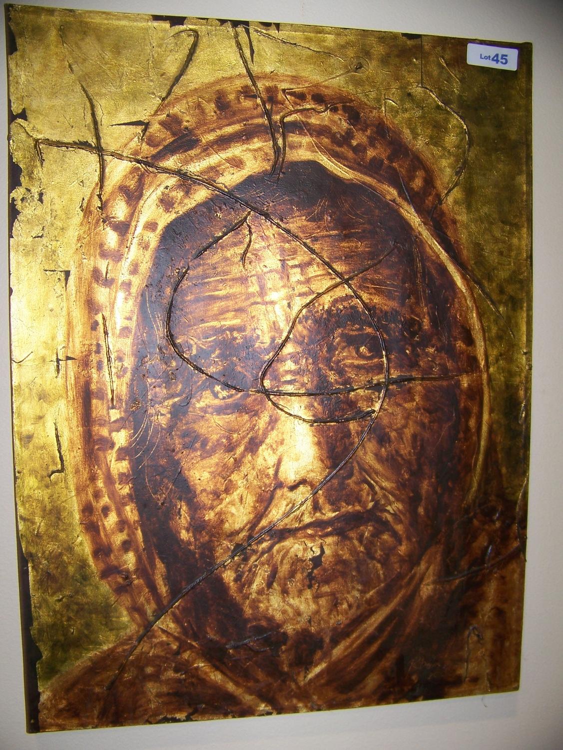 Robin Garcia (Mexican 20th C.) 2003 oil on canvas Portrait of an Old ...