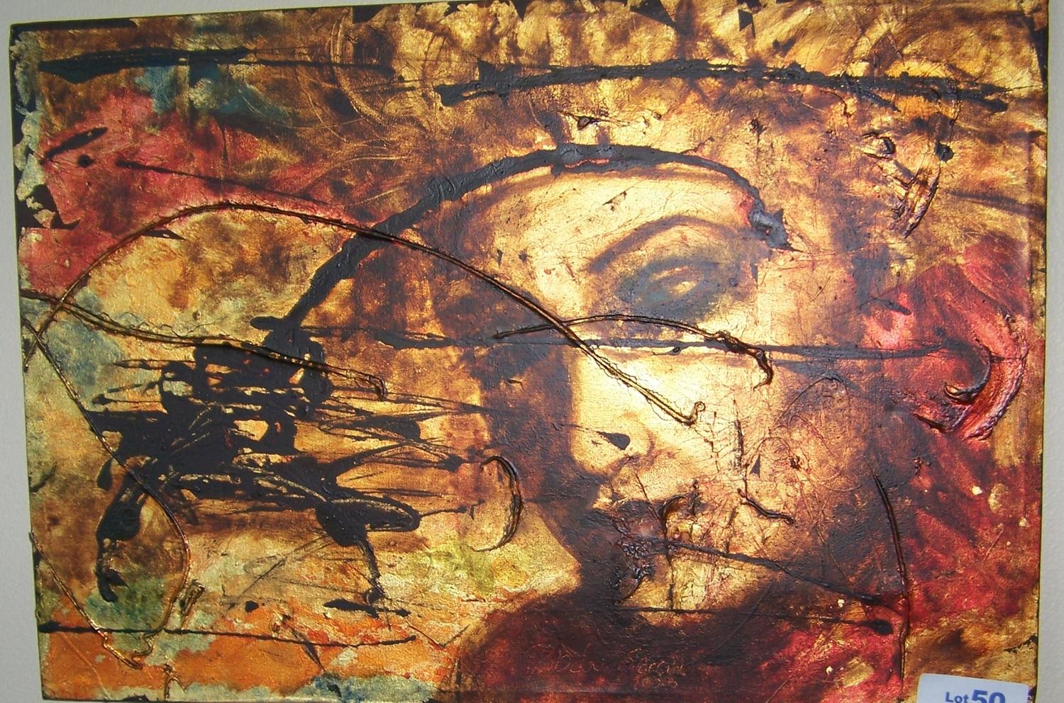 ROBIN GARCIA (MEXICAN 20TH c.) PORTRAIT OF A WOMAN 17T X 25 W SIGNED ...