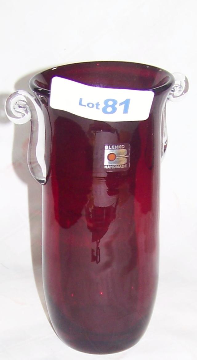 Ruby Red BLENKO Art glass vase