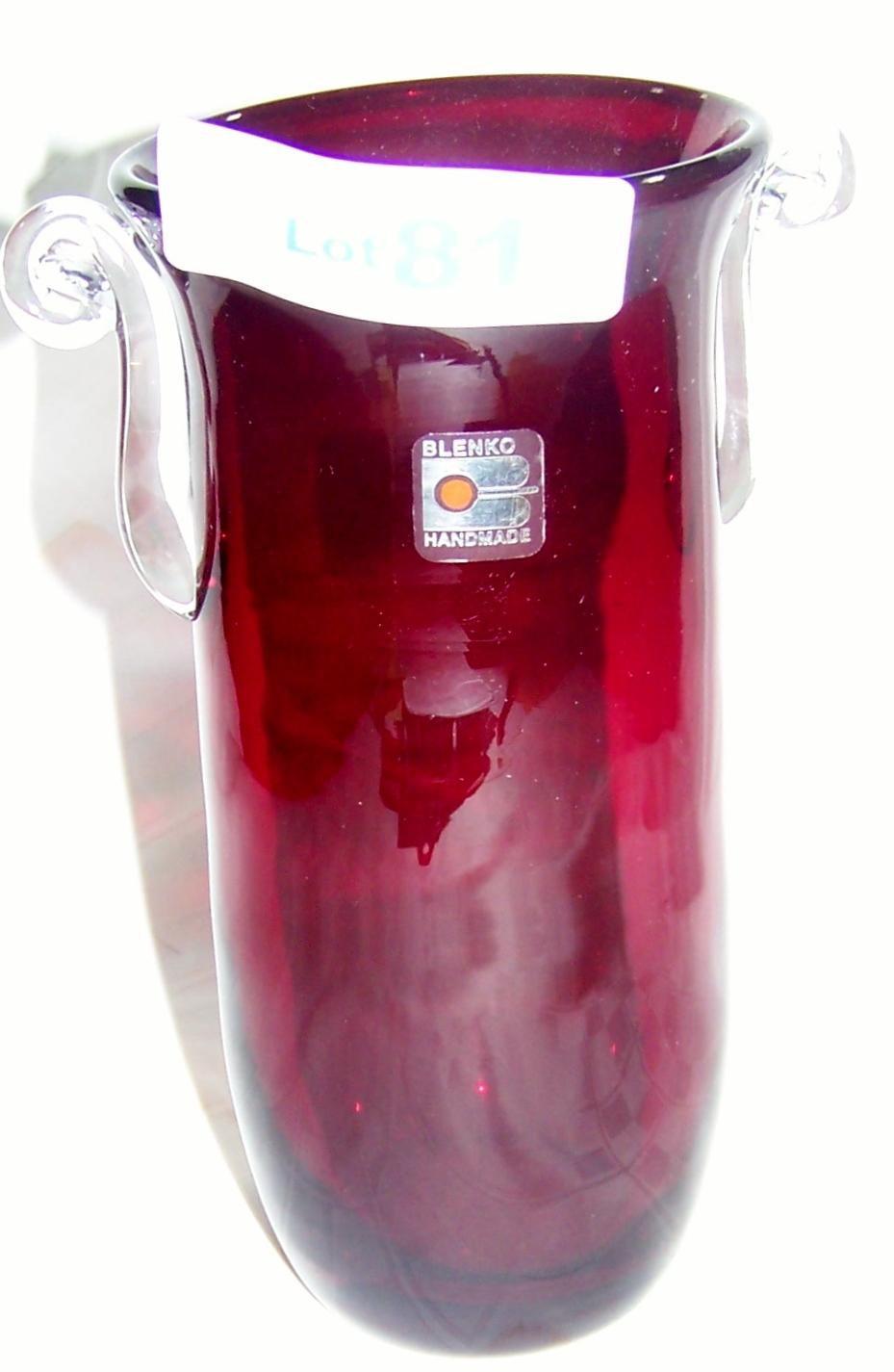 Ruby Red BLENKO Art glass vase