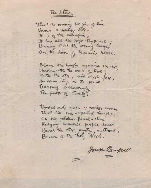 1923 Civil War: Republican prisoner and poet Joseph Campbell handwriten ...