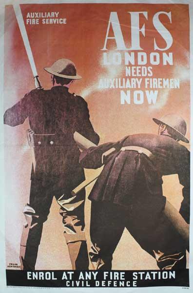 1939-1945: London Blitz Auxiliary Fire Service recruiting poster