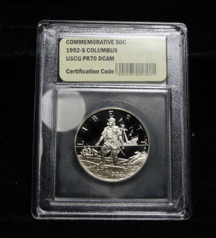 1992-s Columbus Quincentenary Commemorative Proof 50c Graded PR70 DCAM