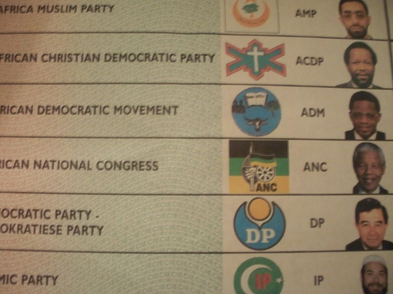 1994 Original South African Ballot Form-First Multiracial Elections W ...