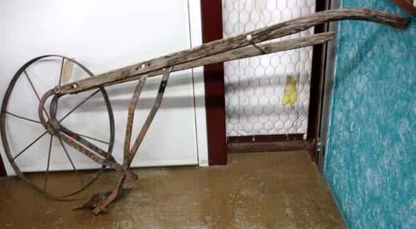 Antique Wood Metal Push Plow MUST BE PICKED UP