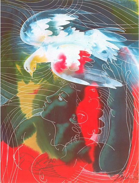 Hans Erni, World Communications Year, Lithograph