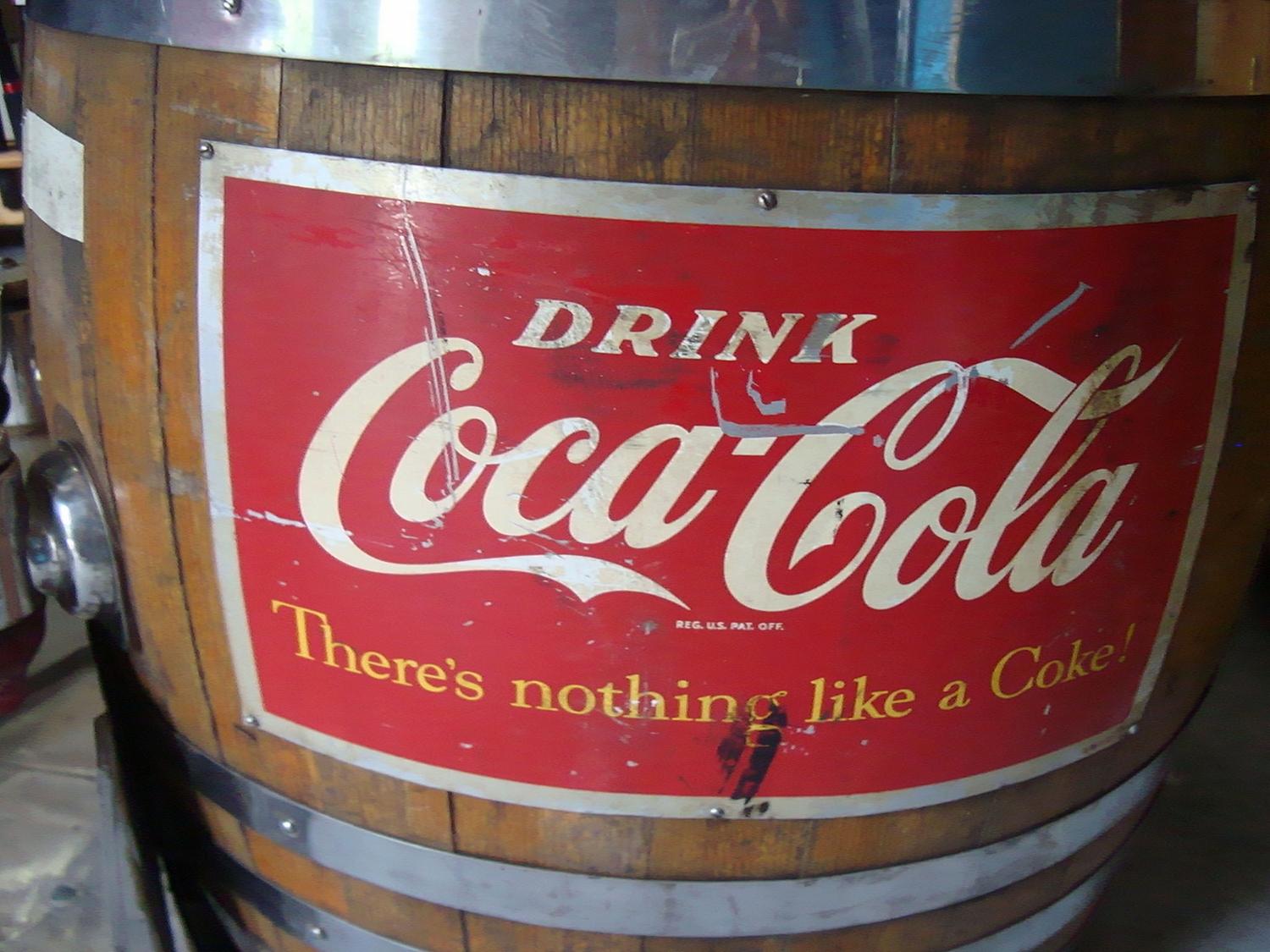 Impressive Vintage Coca-Cola Oak Barrel Triple Faucet Soda Dispenser